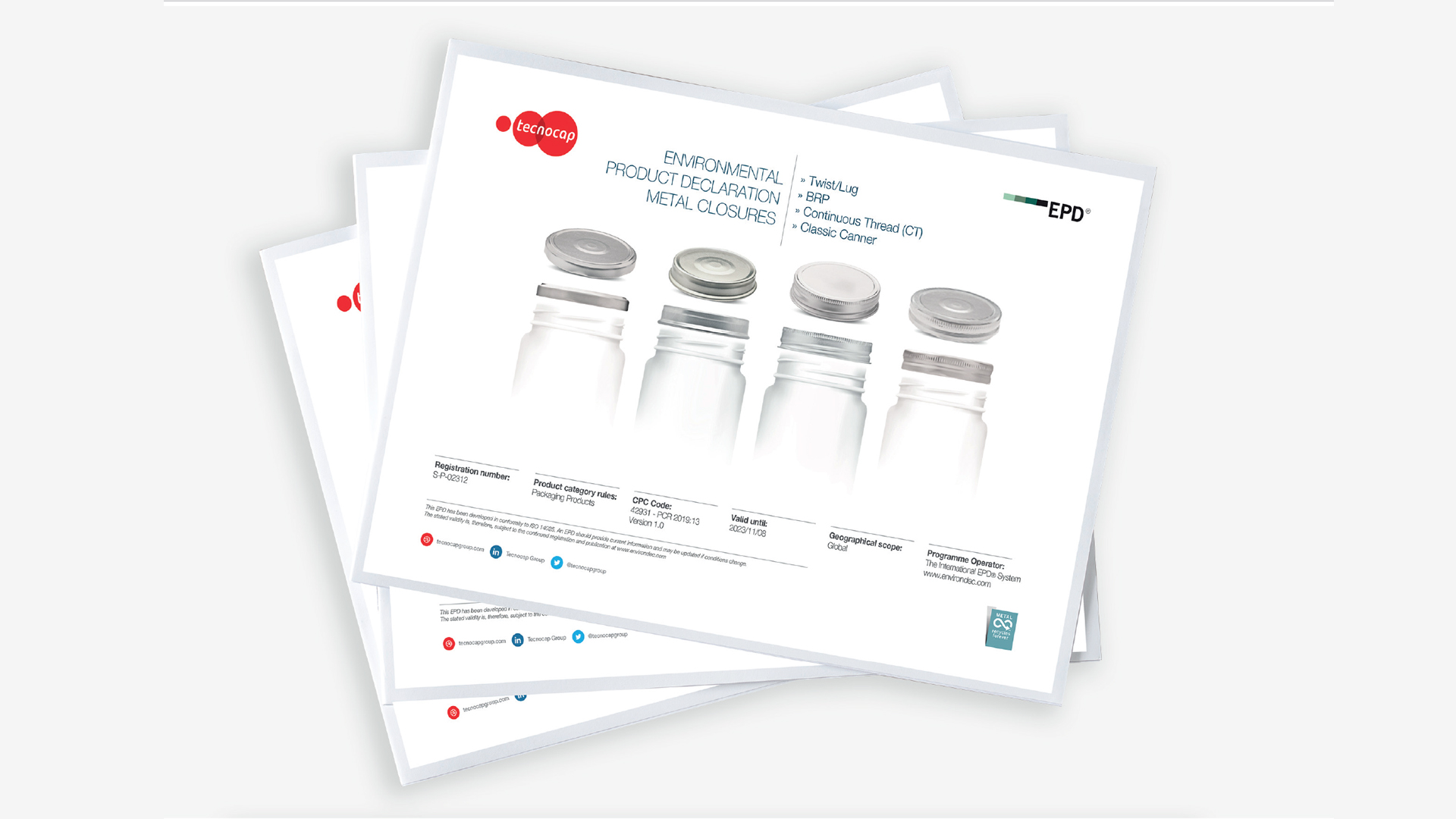 EPD Certification Packaging - Metal Closures, Bottles and Aerosol Cans