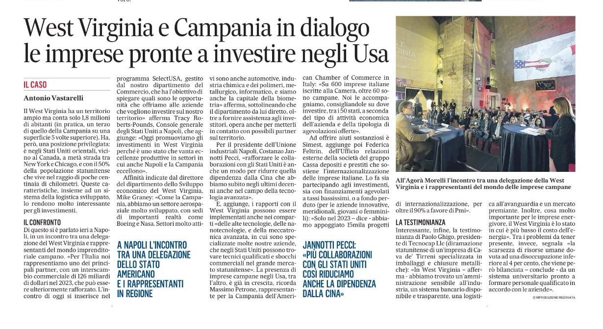 West Virginia Delegation Meets with Campanian Businesses: Tecnocap's ...